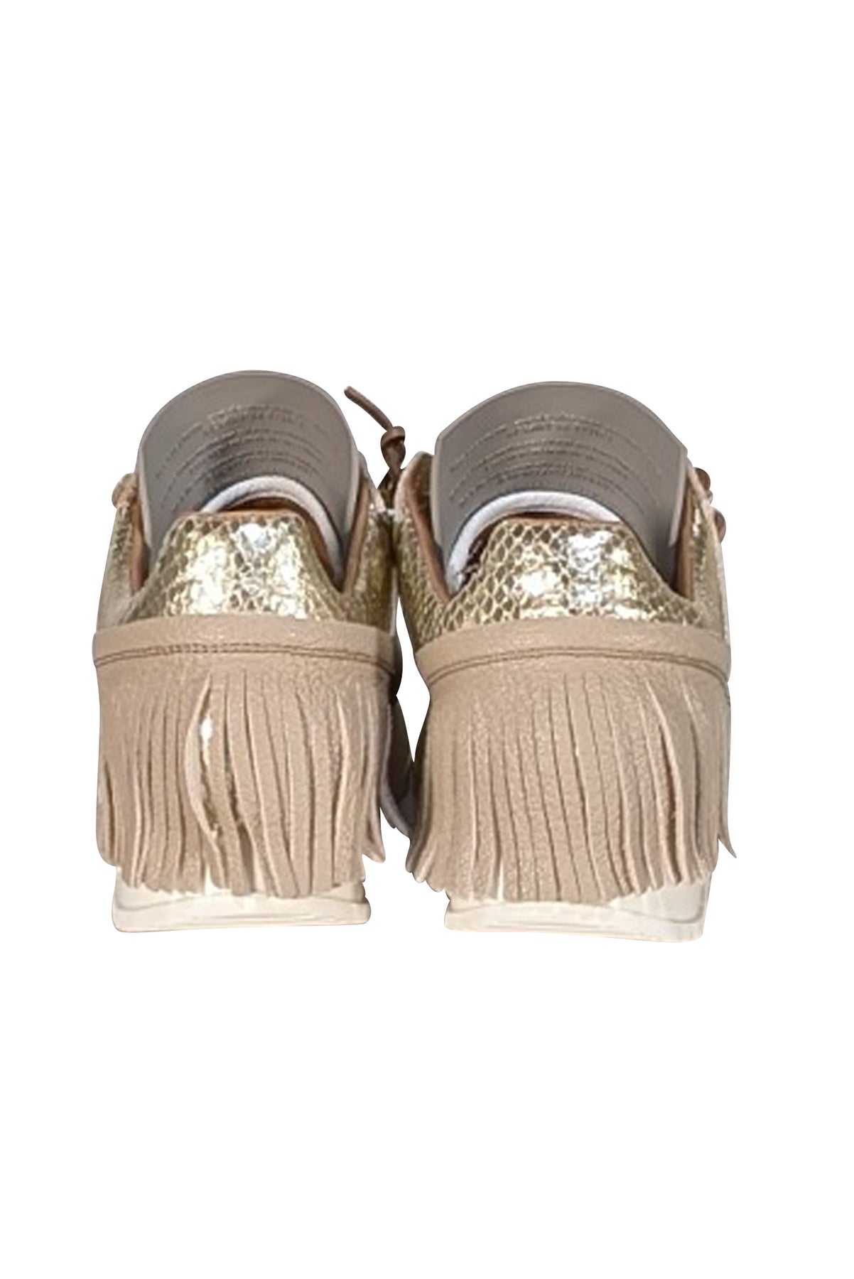 Esse Ut Esse - Beige Leather Fringe Trim Sneakers Sz 5 | Current Boutique