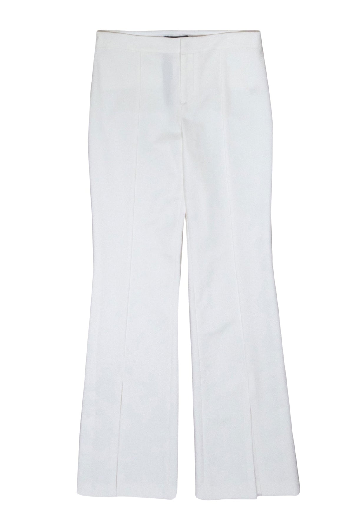 Alice & Olivia - Ivory High Waist Flare Trousers w/ Front Calf Slit Sz ...