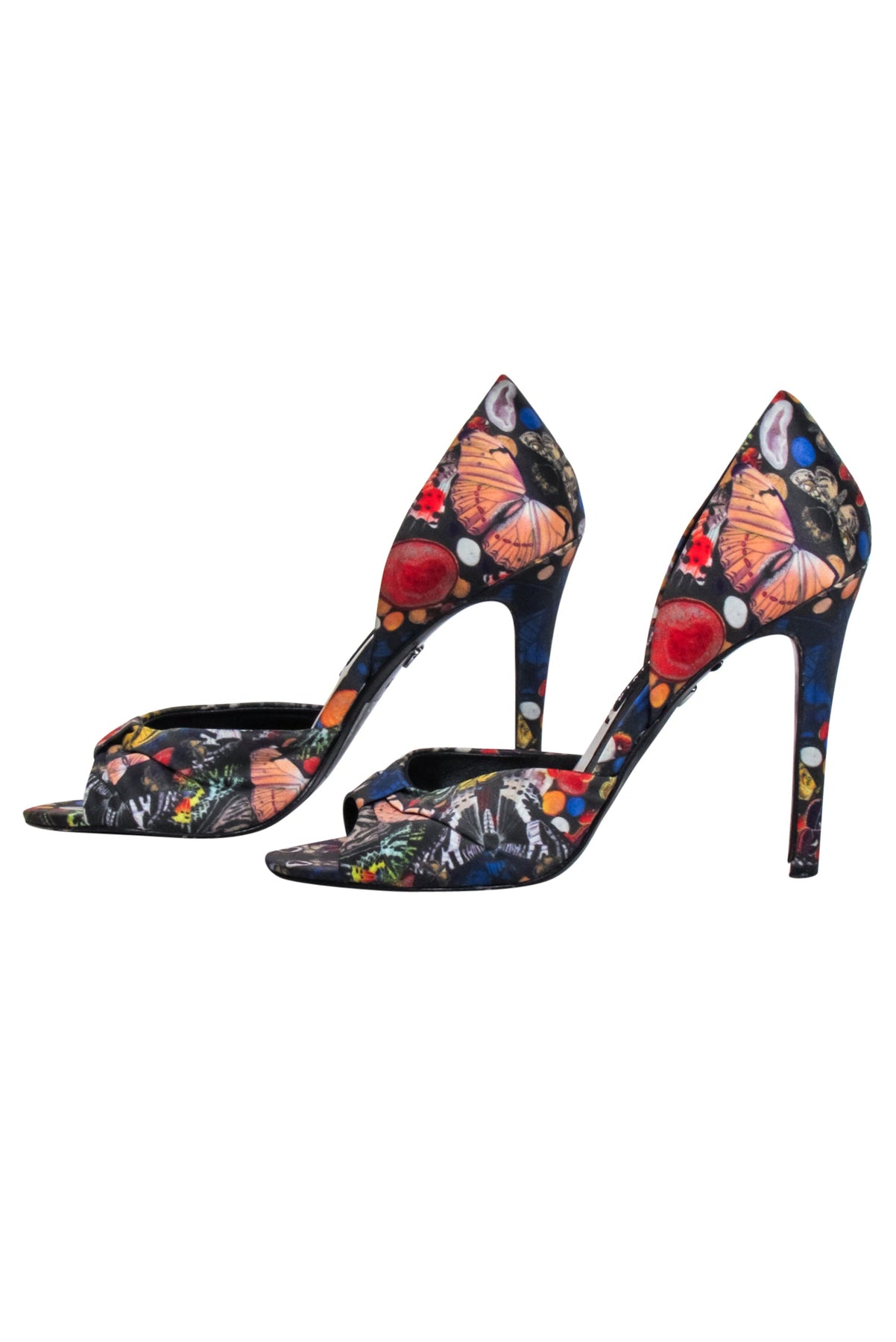 Alice & Olivia - Blue & Multi Color Butterfly Print Open Toe Pumps Sz 9 ...