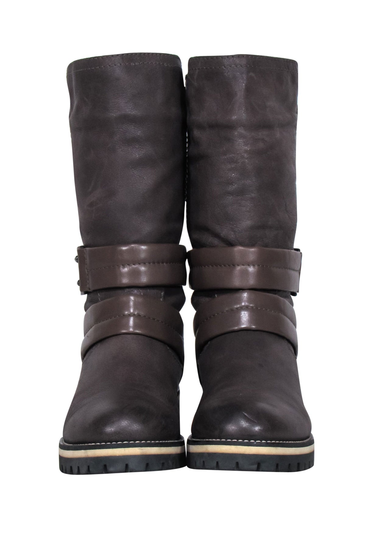 Aquatalia - Brown Leather Ankle Strap Short Boots Sz 6.5 | Current Boutique