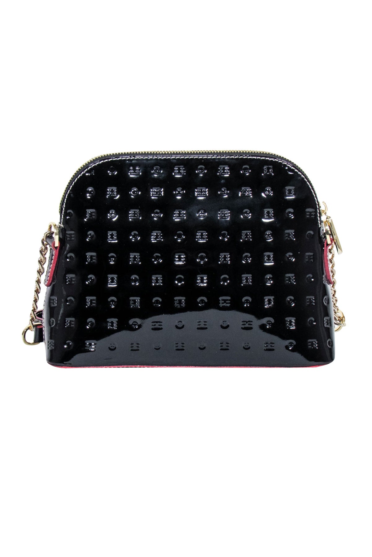 Arcadia - Black Logo Embossed Patent Leather Crossbody | Current Boutique