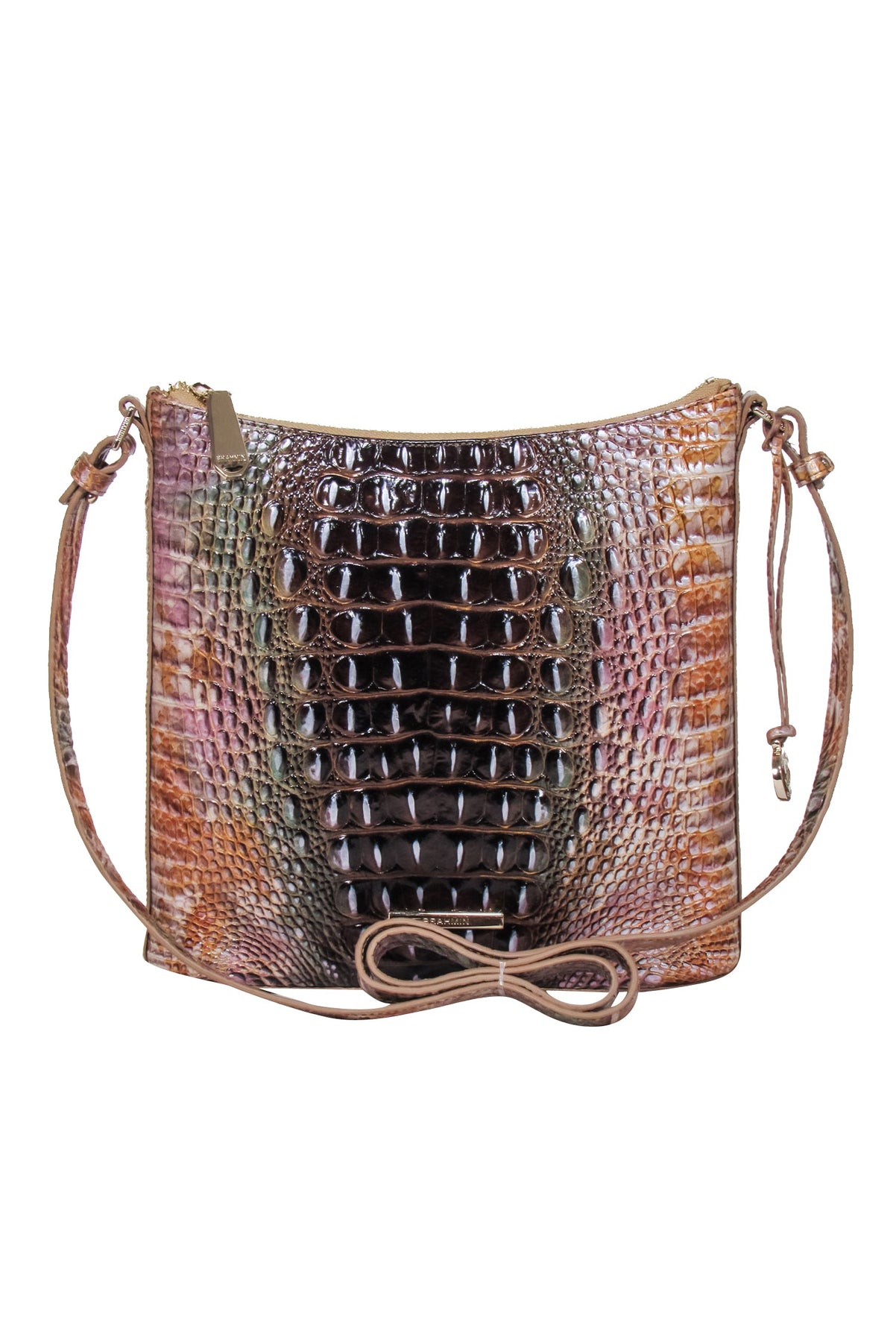 Brahmin - Gold Multi Ombre Croc Embossed Leather Crossbody Bag ...