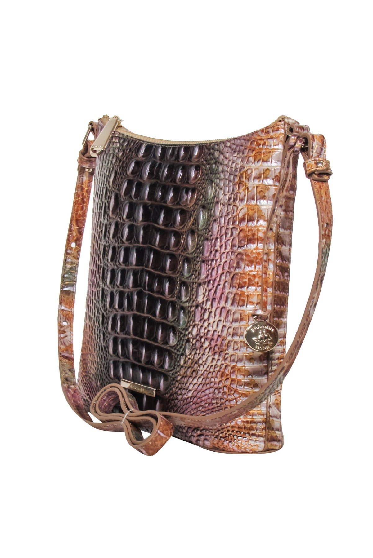 Brahmin - Gold Multi Ombre Croc Embossed Leather Crossbody Bag ...