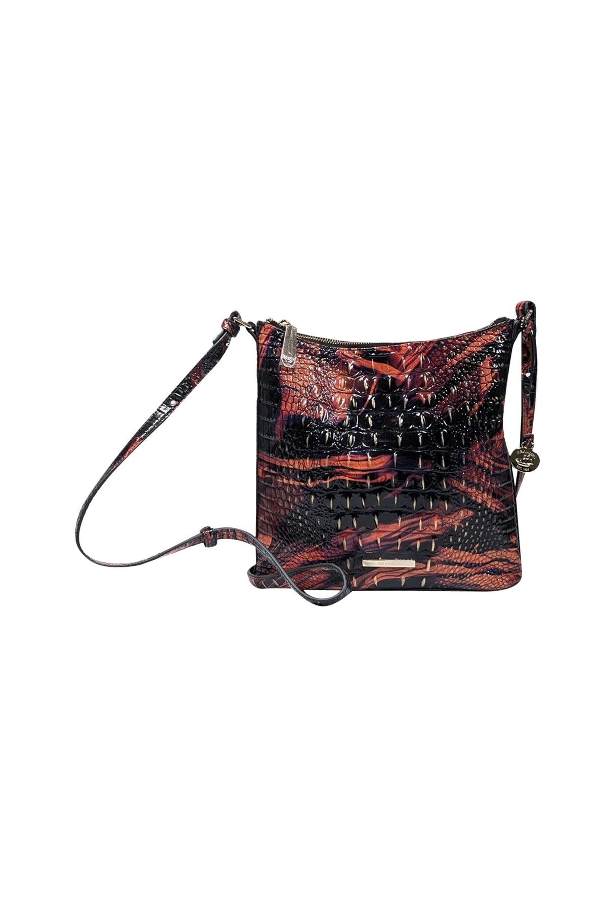 Brahmin - Orange & Black Croc Embossed Crossbody Bag | Current Boutique