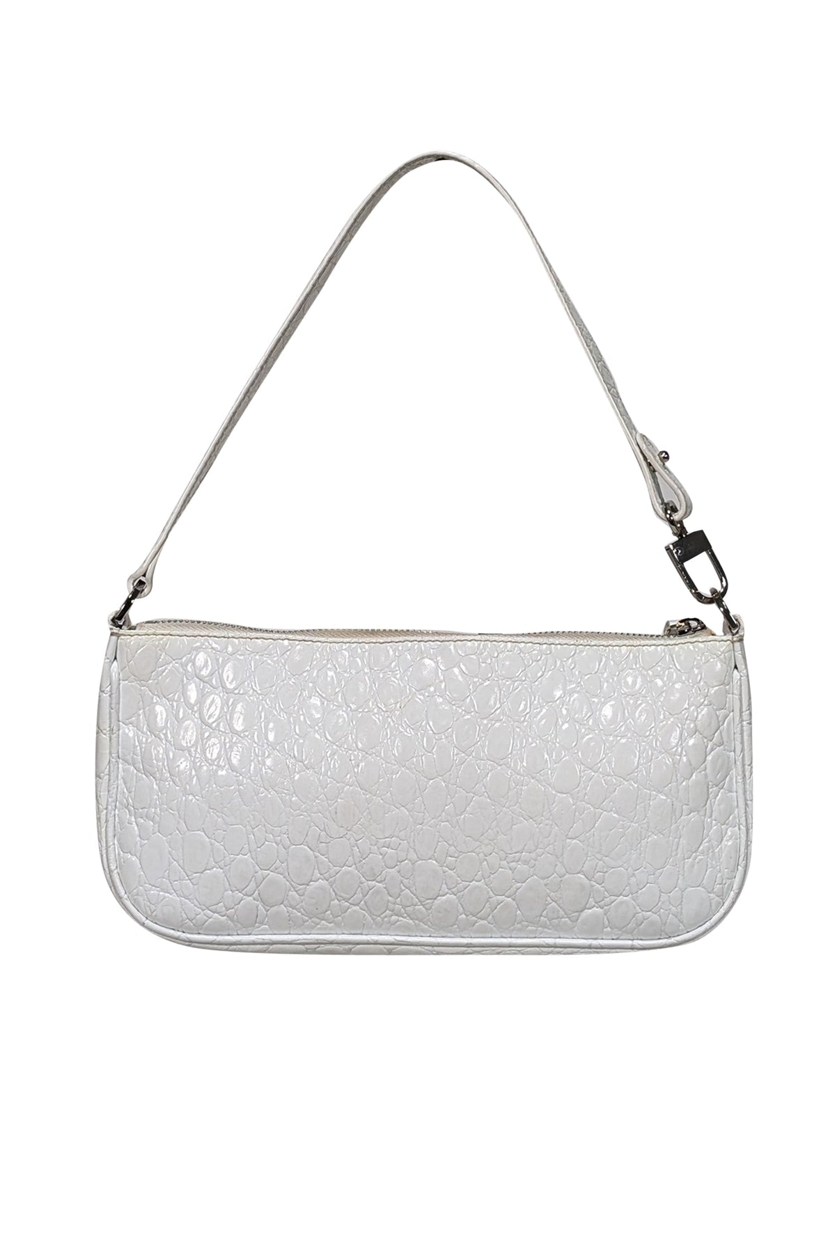 By Far - White Croc Embossed Shoulder Bag