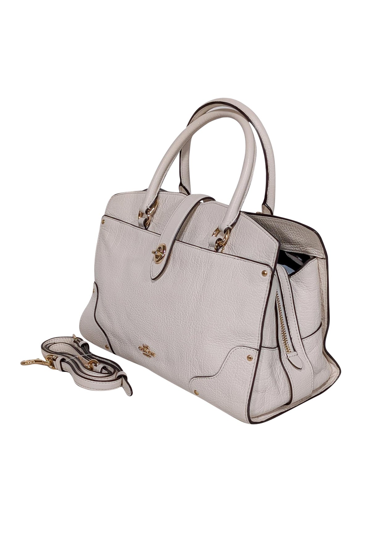 Coach - Ivory Pebbled Leather Satchel Bag | Current Boutique