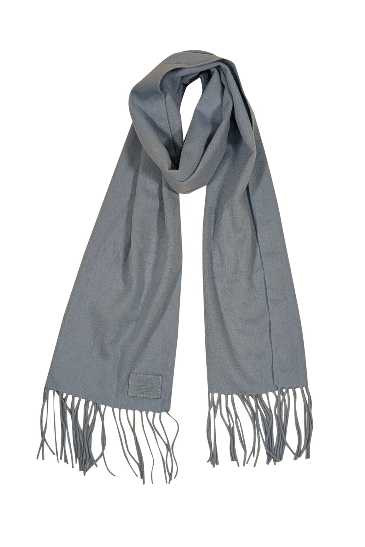 Coach - Baby Blue Cashmere Scarf w/ Fringe Trim