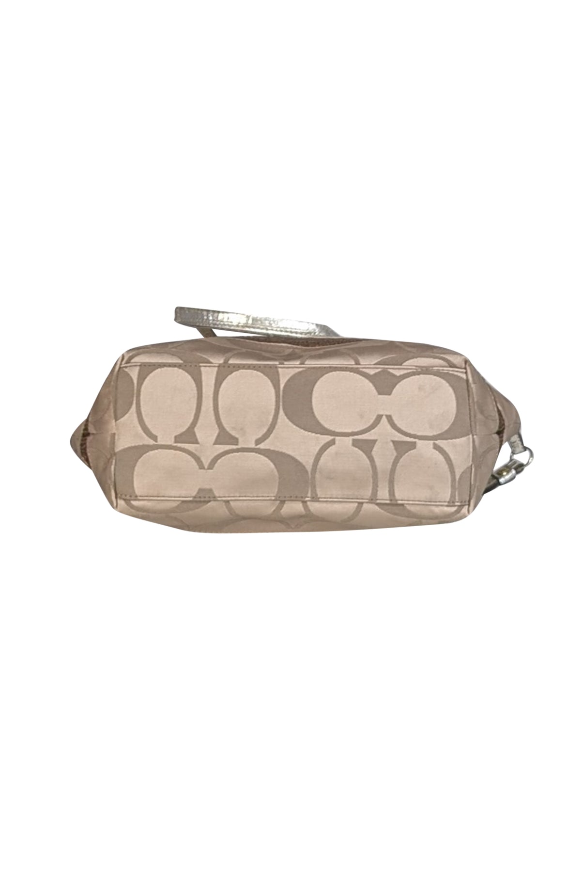 Coach - Beige Satin Monogram Sequin Trim Small Tote Bag