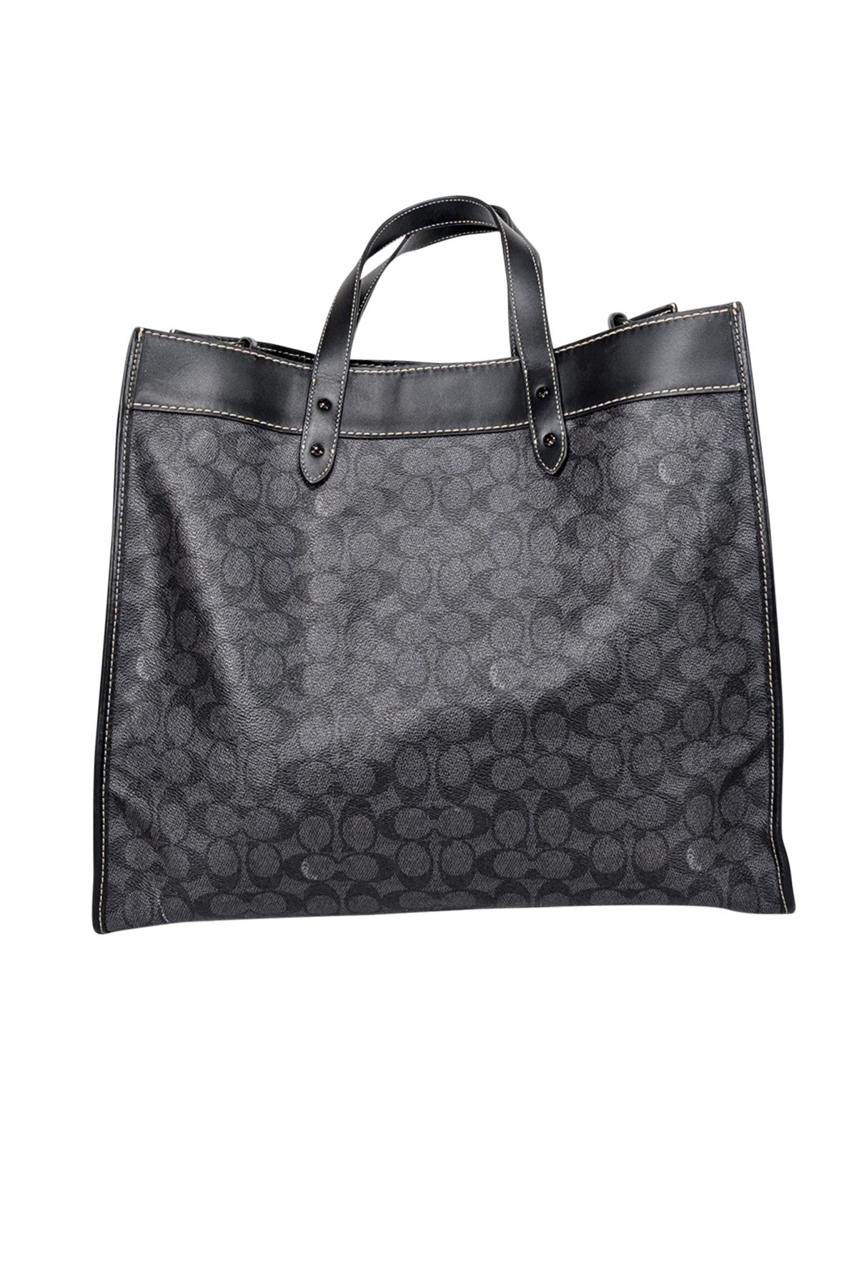 Coach - Black Monogram Field Tote 40 in Signature Canvas w/ Rexy Front