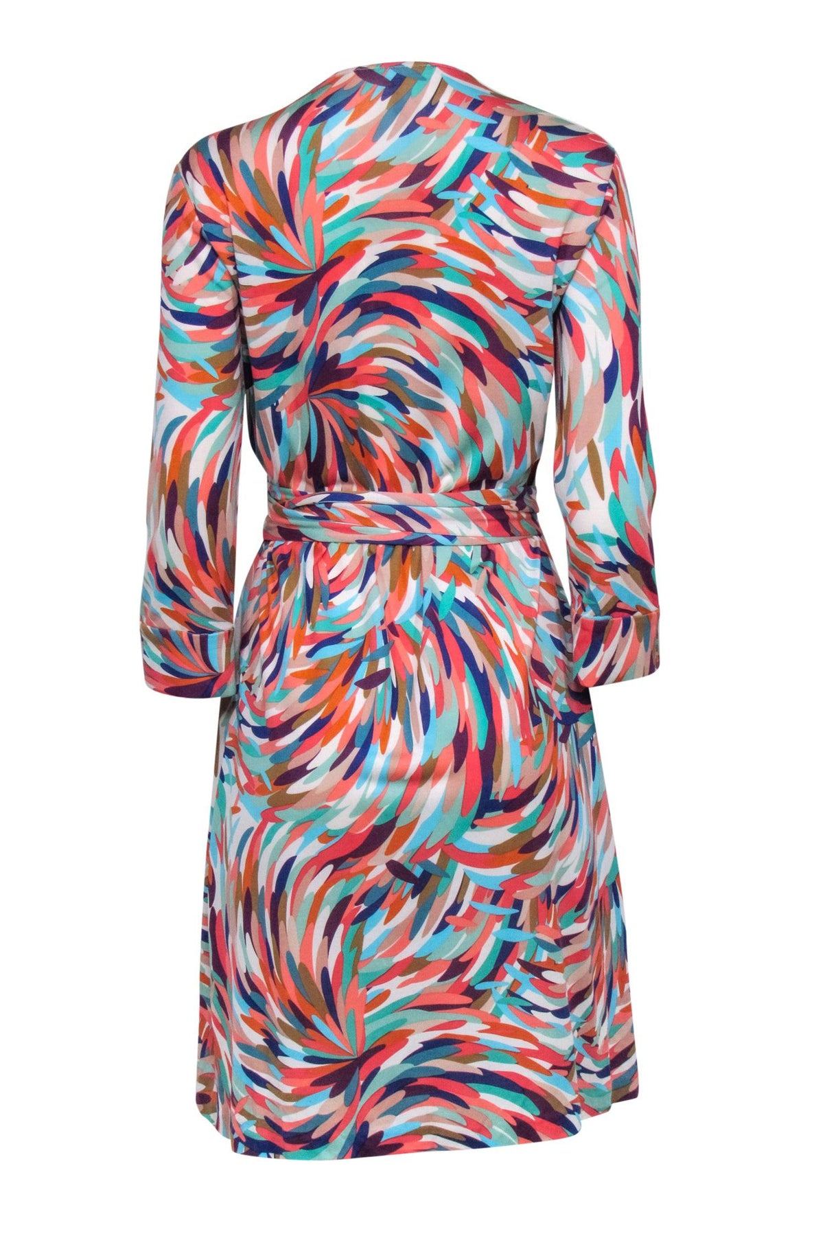Diane von Furstenberg - Orange, Blue & Multicolor Feather Print Wrap ...