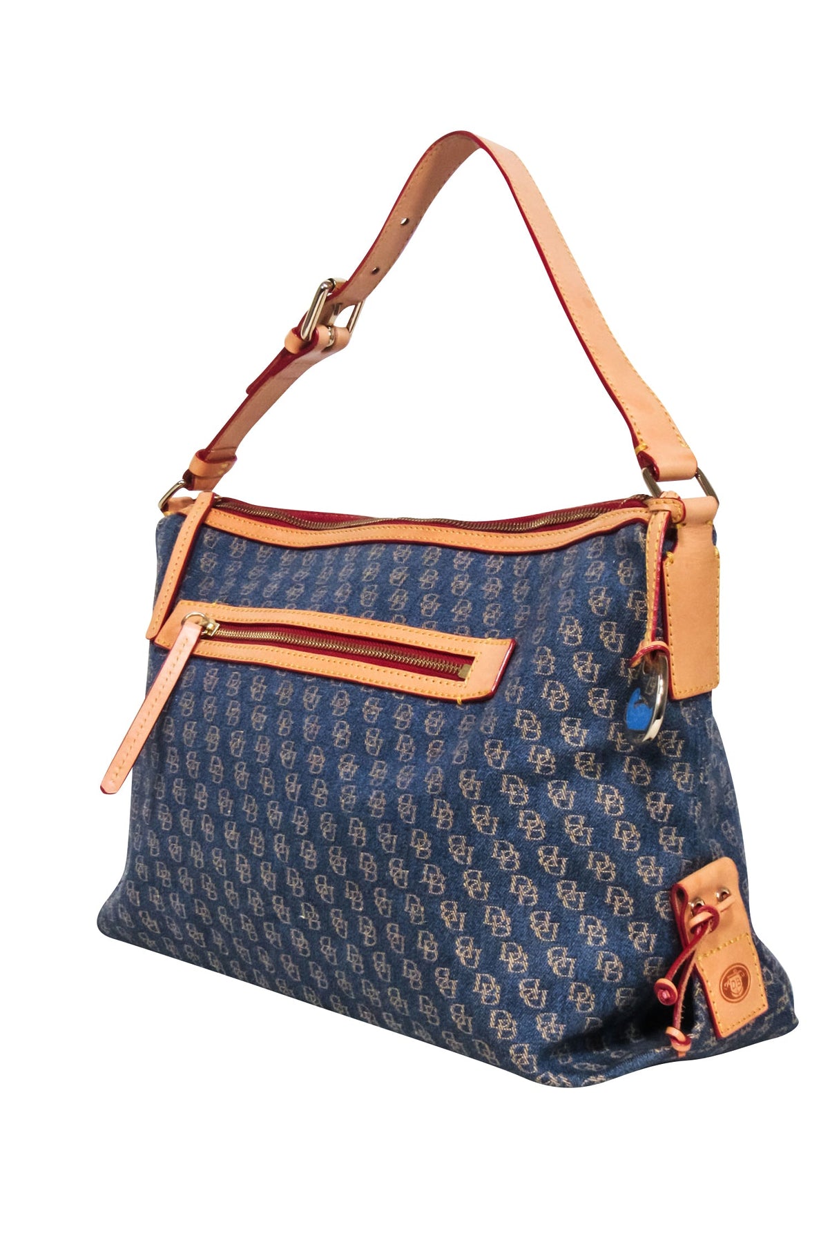Dooney & Bourke - Blue Denim Logo Brocade Shoulder Bag | Current Boutique