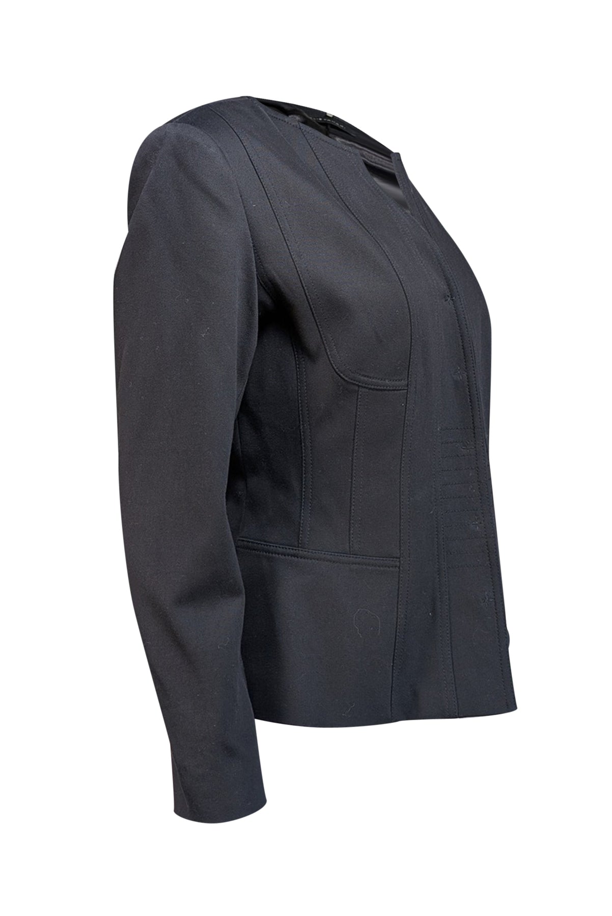 Elie Tahari - Black Collarless Snap Button Blazer Sz 10