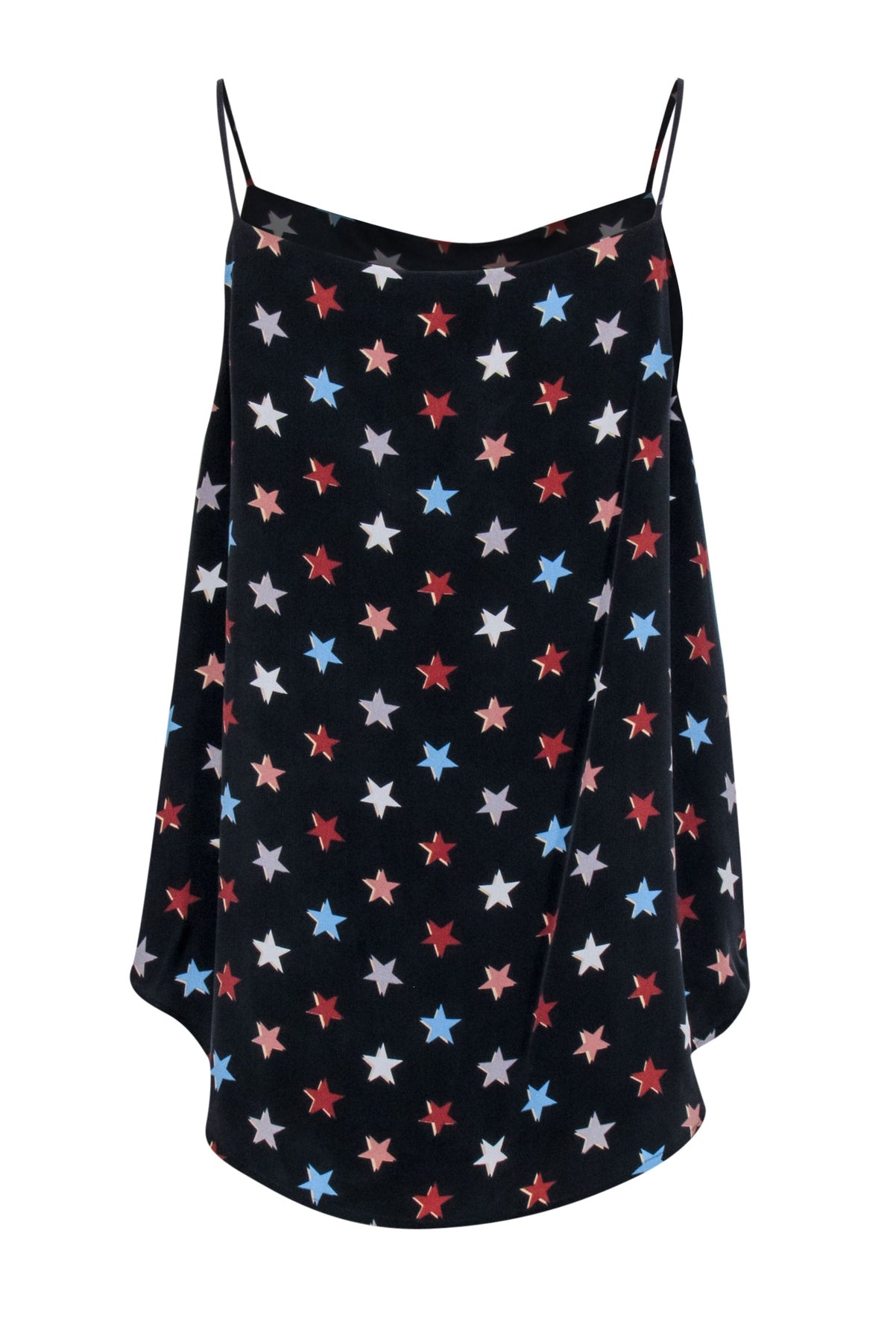 Equipment - Navy & Multi Color Star Print Cami Top Sz L | Current Boutique
