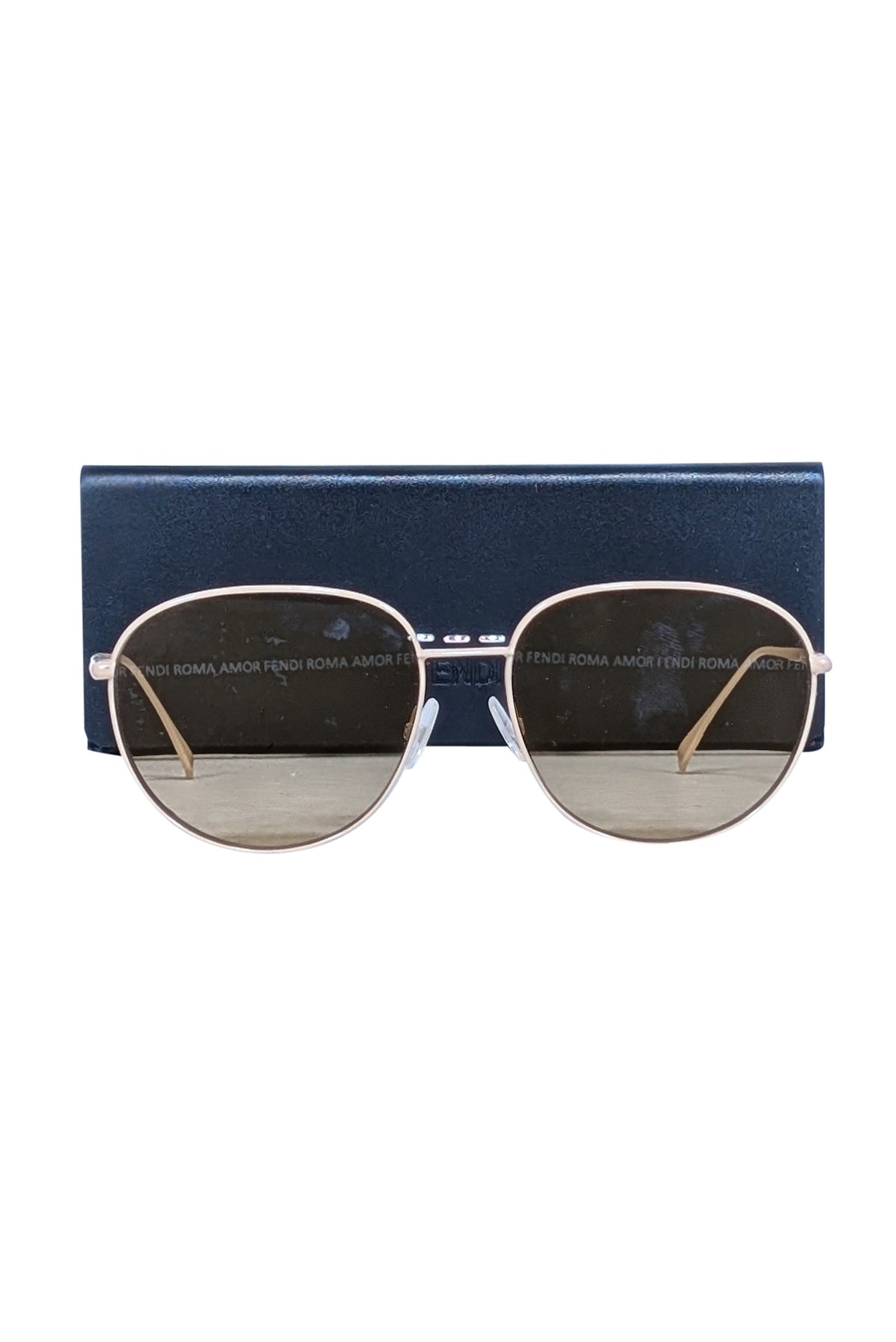 Fendi - Beige Aviator Sunglasses w/ Logo Font Lenses | Current Boutique