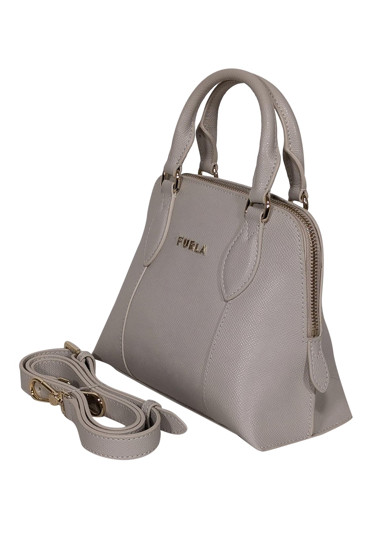 Furla - Beige Saffiano Leather Crossbody Bag | Current Boutique