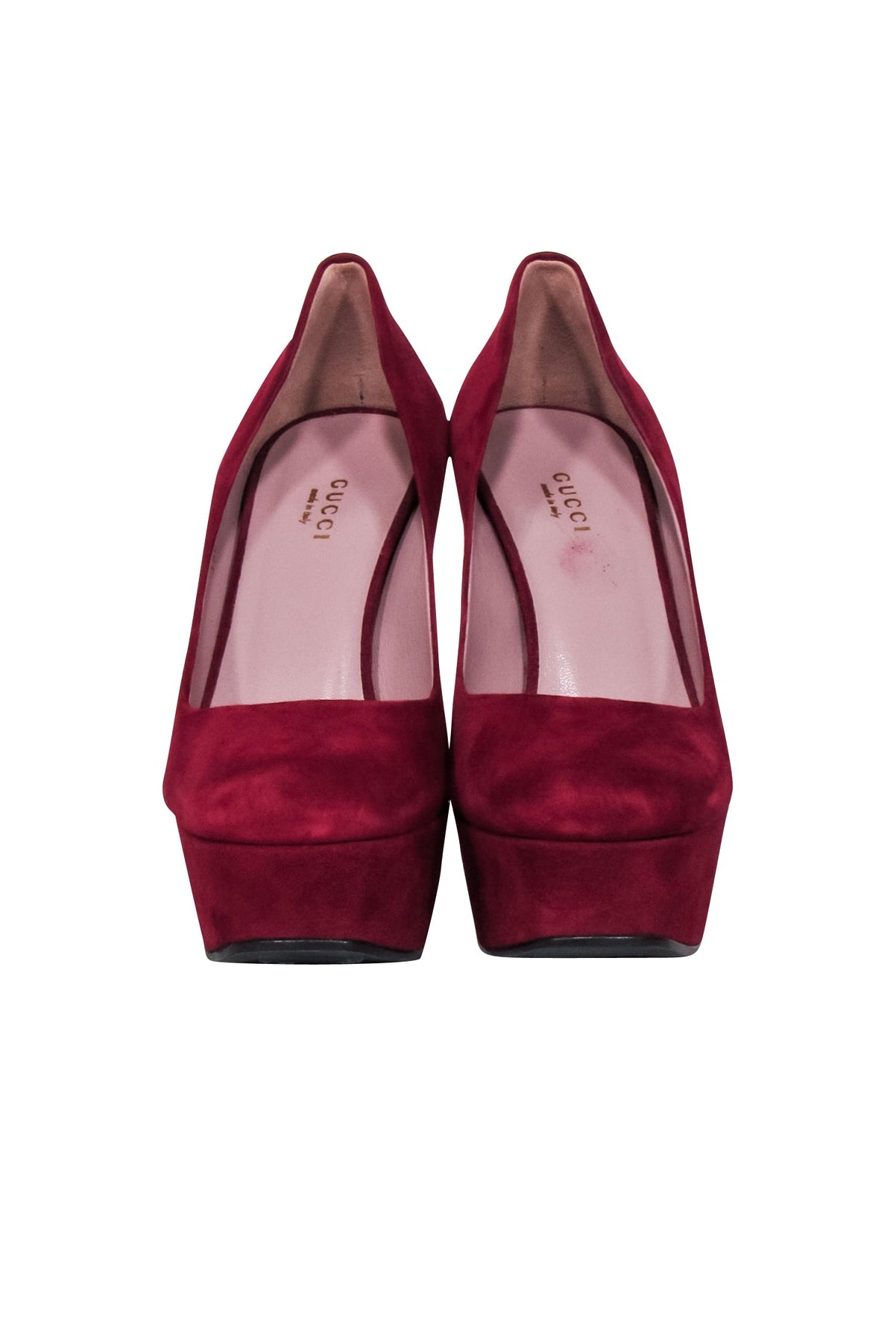 Gucci - Burgundy Suede Platform Pumps Sz 7.5 | Current Boutique