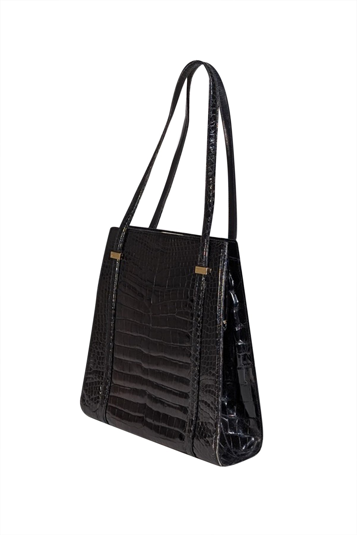 Gucci - Black Glossy Crocodile Gucci by Tom Ford Large Shoulder Bag ...