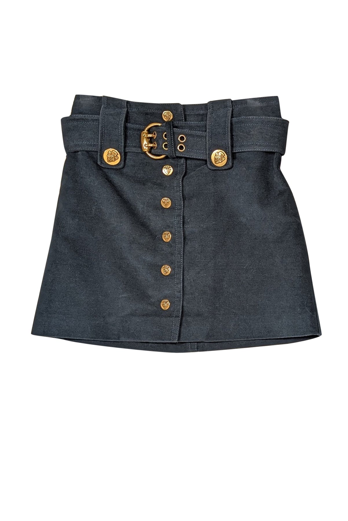 Gucci - Teal Cotton Button Front Mini Skirt Sz 2 | Current Boutique