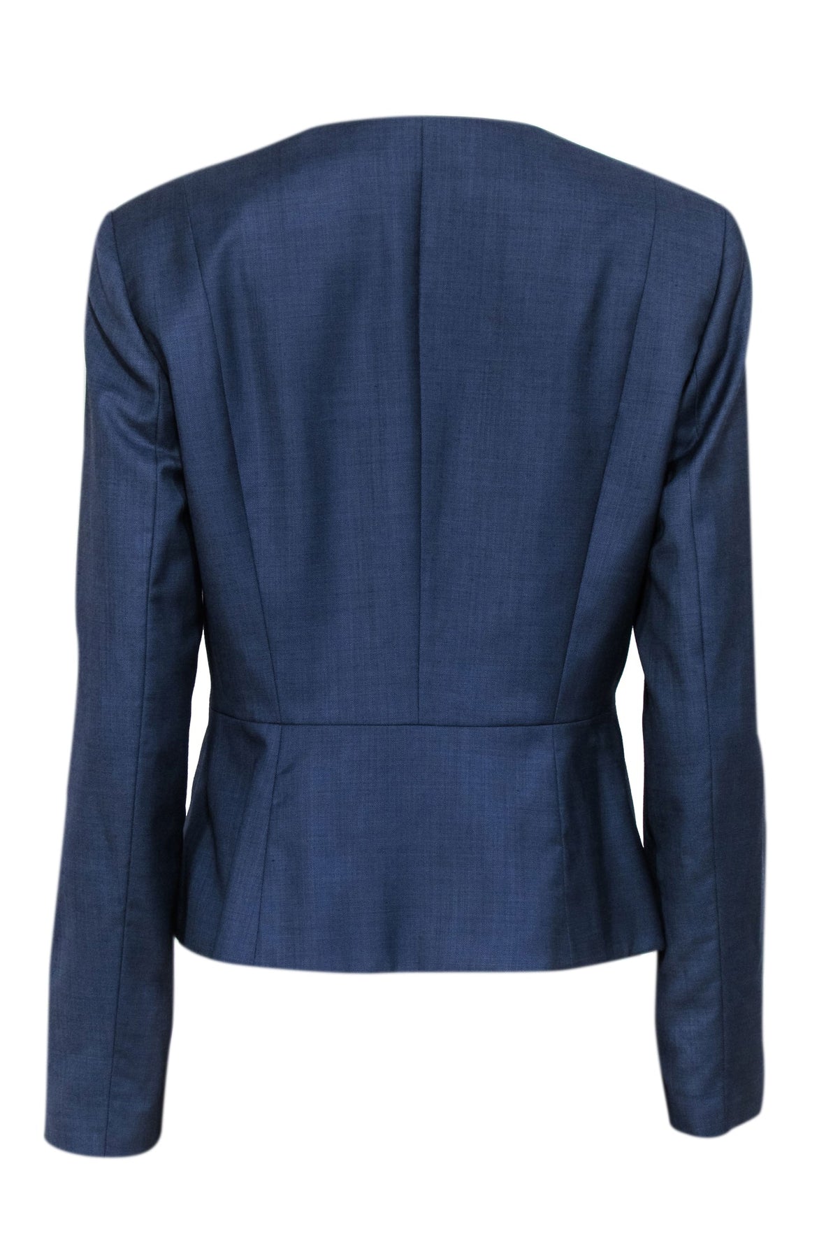 Hugo Boss - Navy Collarless Wrap Front Snap Button Blazer Sz 8