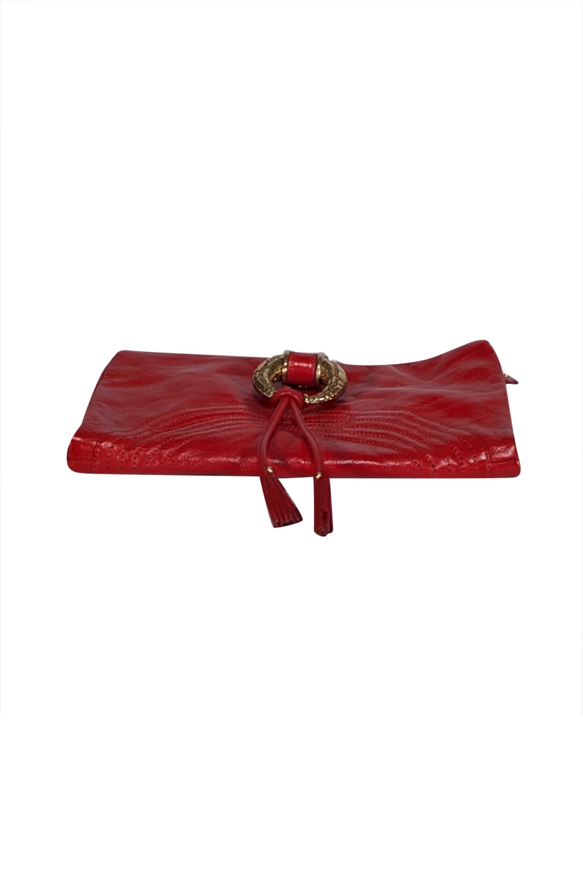 Jimmy Choo - Red Leather "O" Ring Hardware Clutch Bag