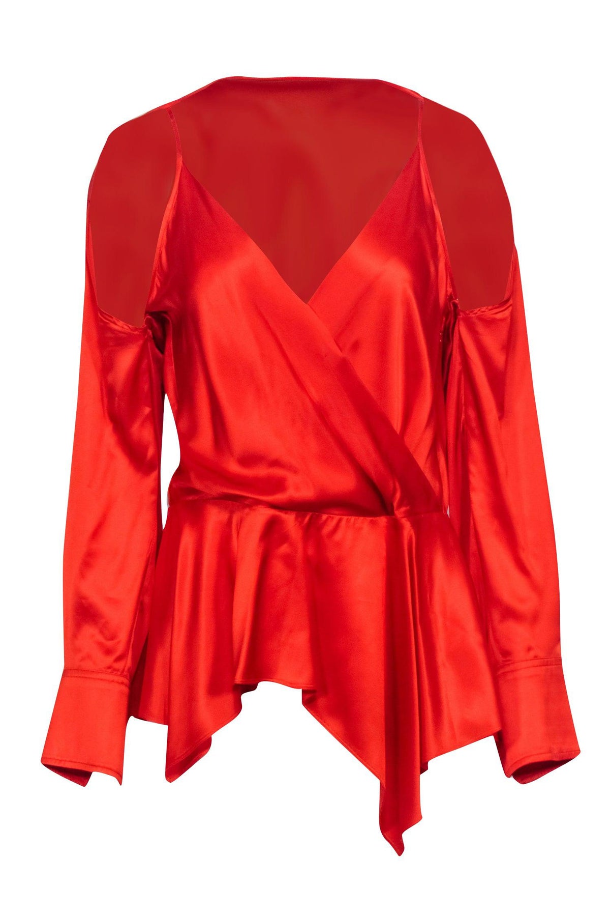 JW Anderson - Red Satin Cold Shoulder Blouse Sz 6