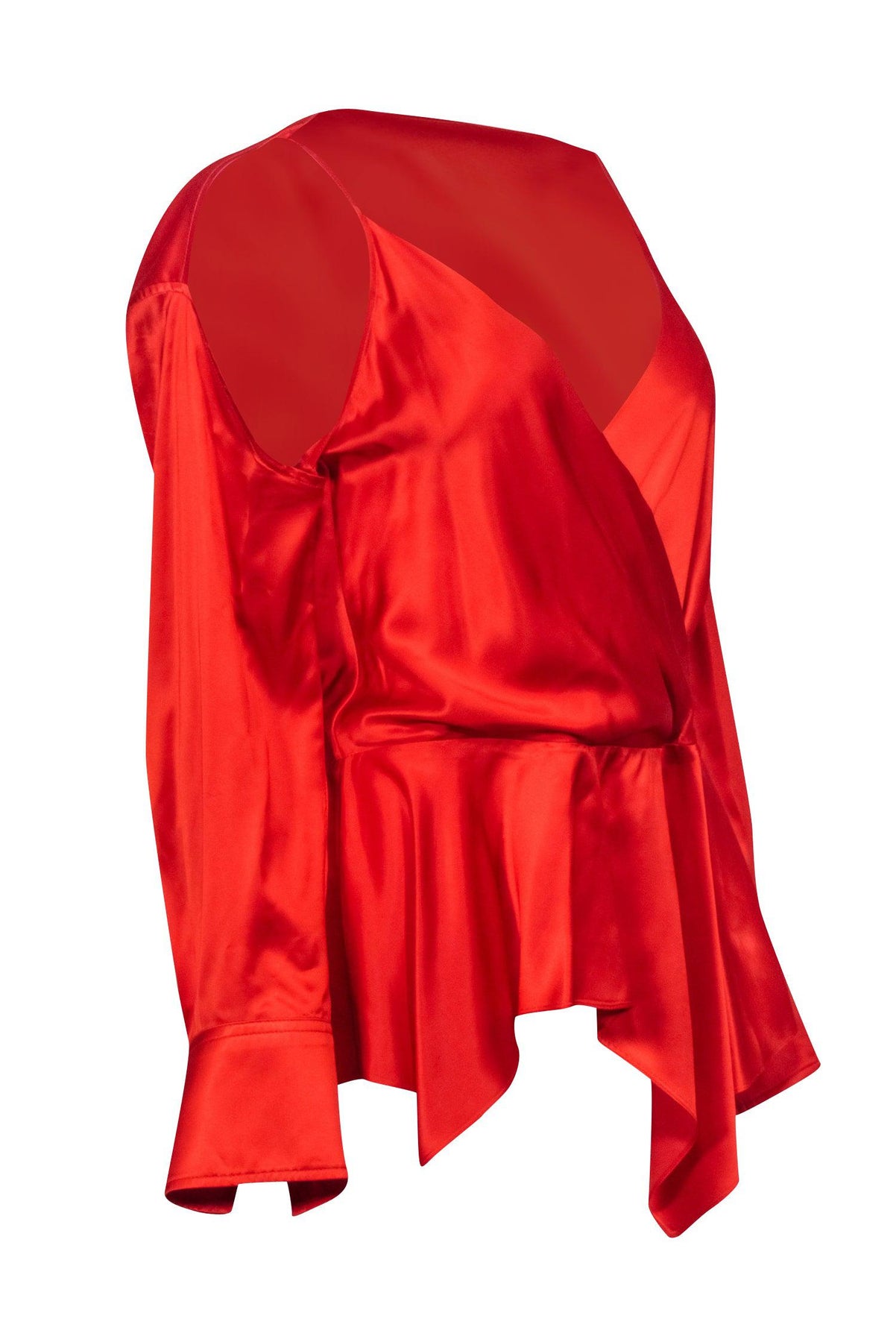JW Anderson - Red Satin Cold Shoulder Blouse Sz 6 | Current Boutique