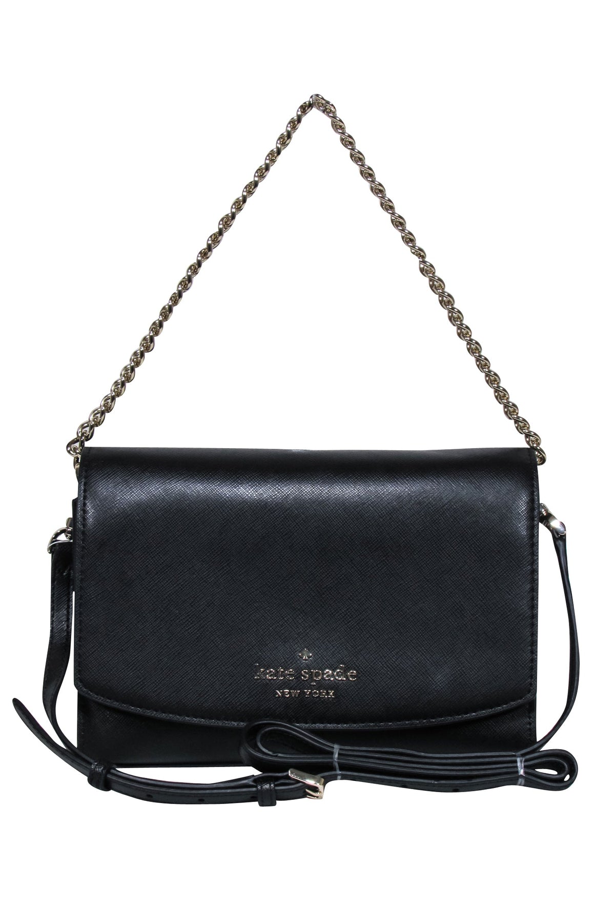Kate Spade - Black Saffiano Leather "Carson Convertible" Crossbody Bag
