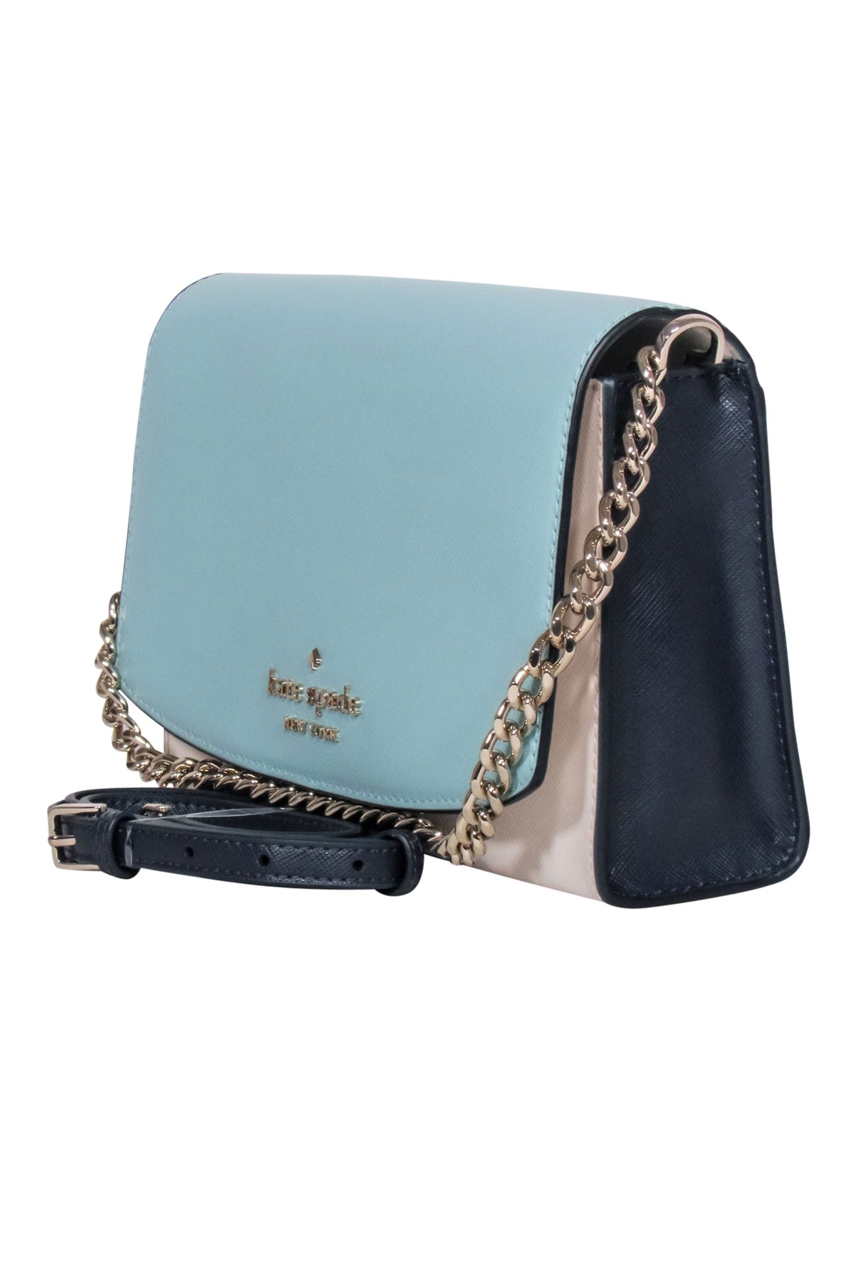 Kate Spade - Light Blue, Navy & White Saffiano Leather Crossbody Bag ...