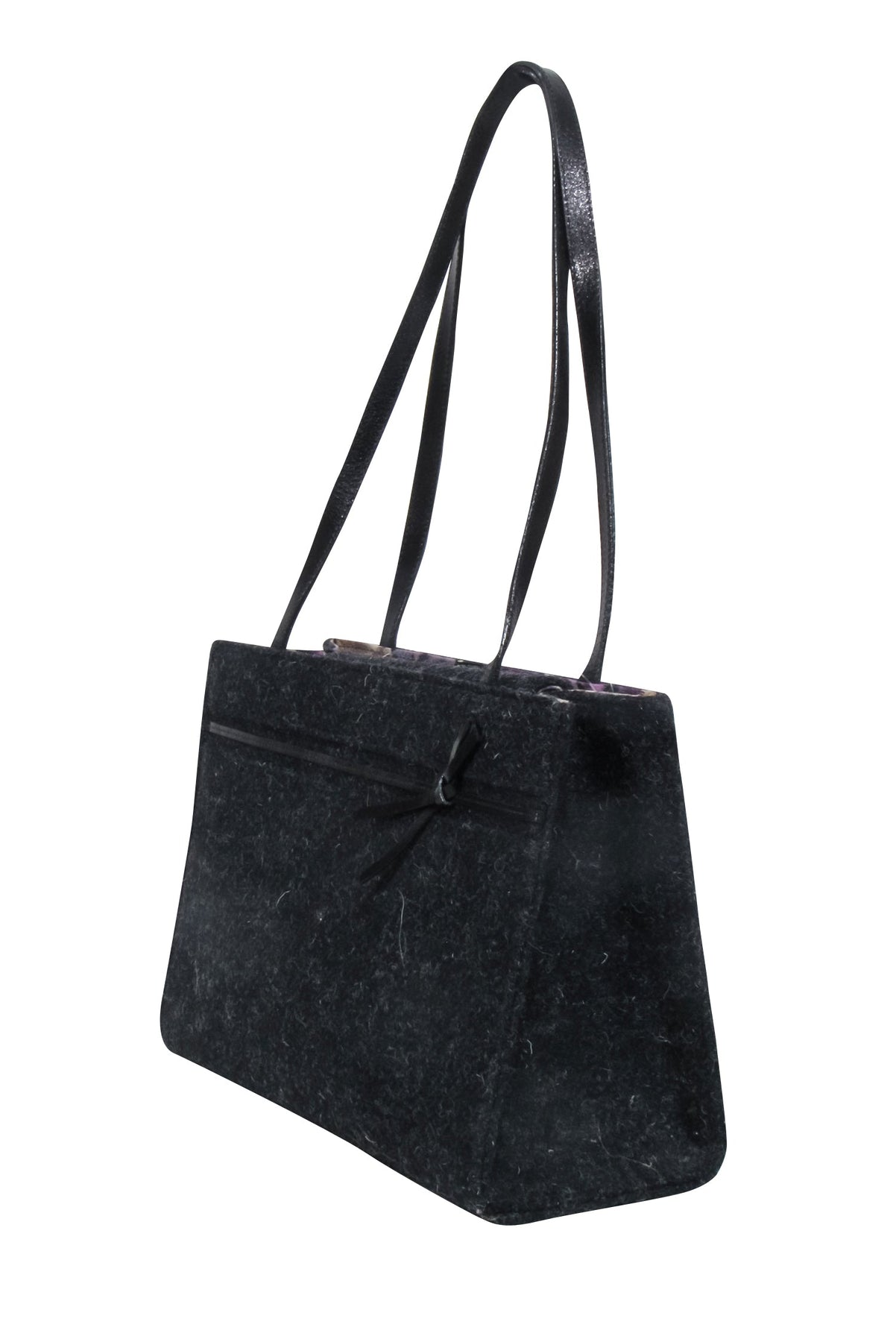 Kate Spade - Charcoal Grey Wool Handbag w/ Leather Handles
