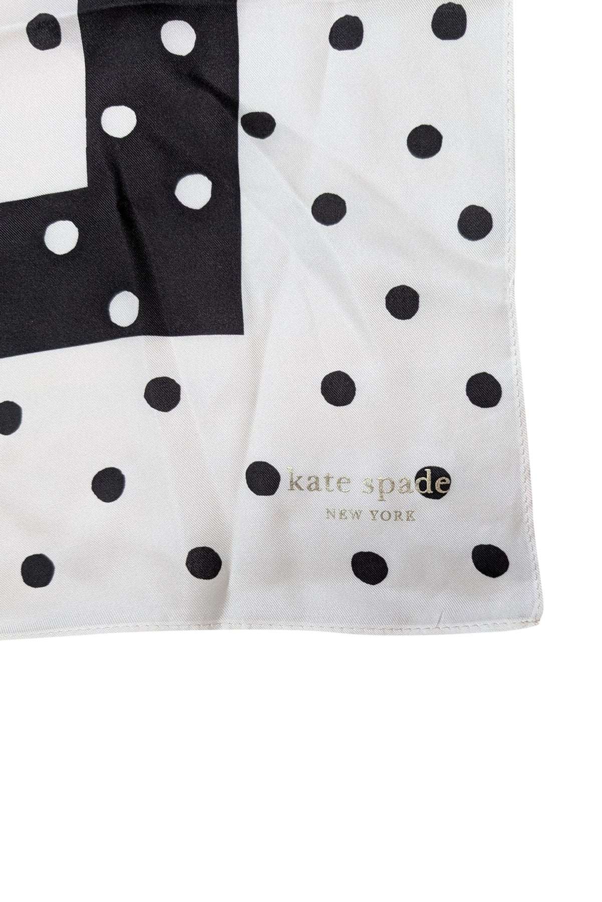 Kate Spade - White & Black Polka Dot Silk Scarf