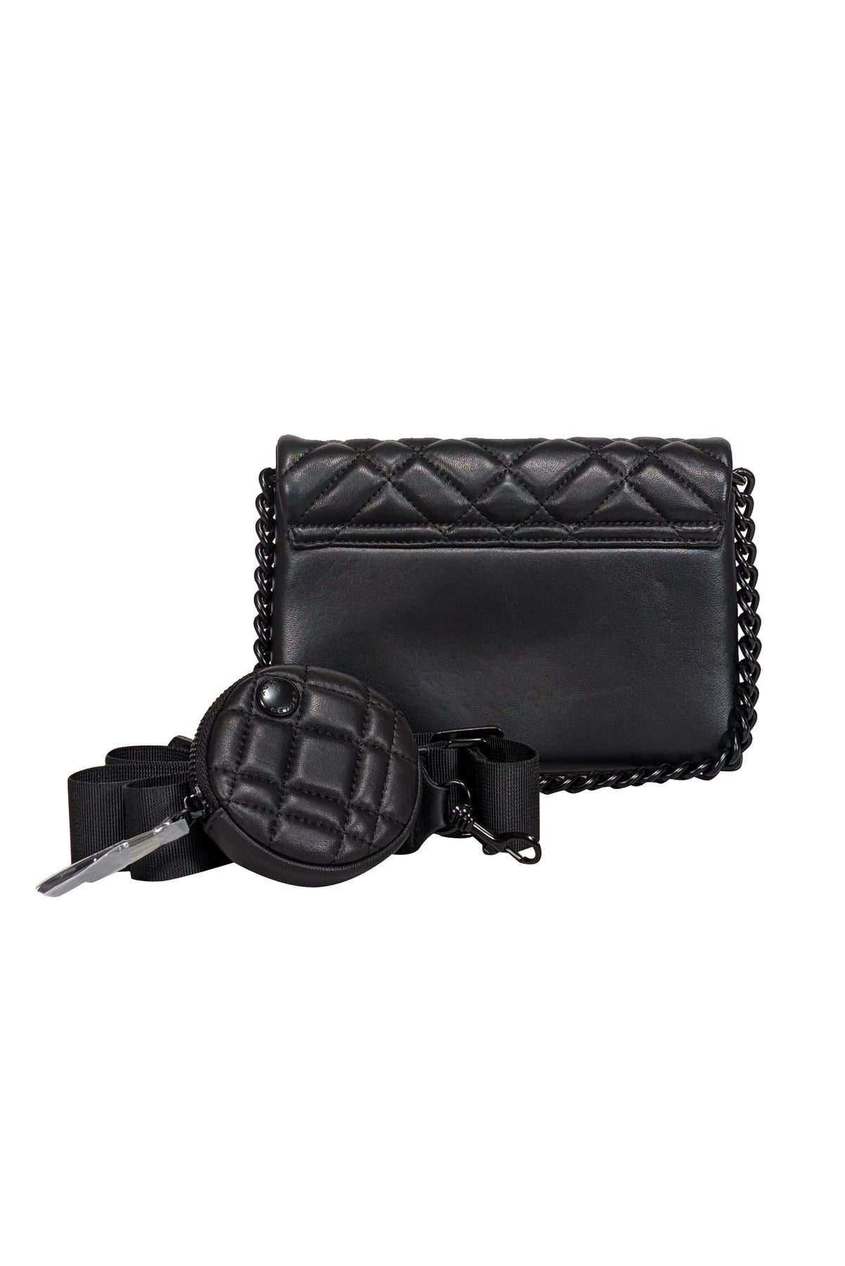 Kurt Geiger - Matte Black Quilted Mini Brixton Lock Bag