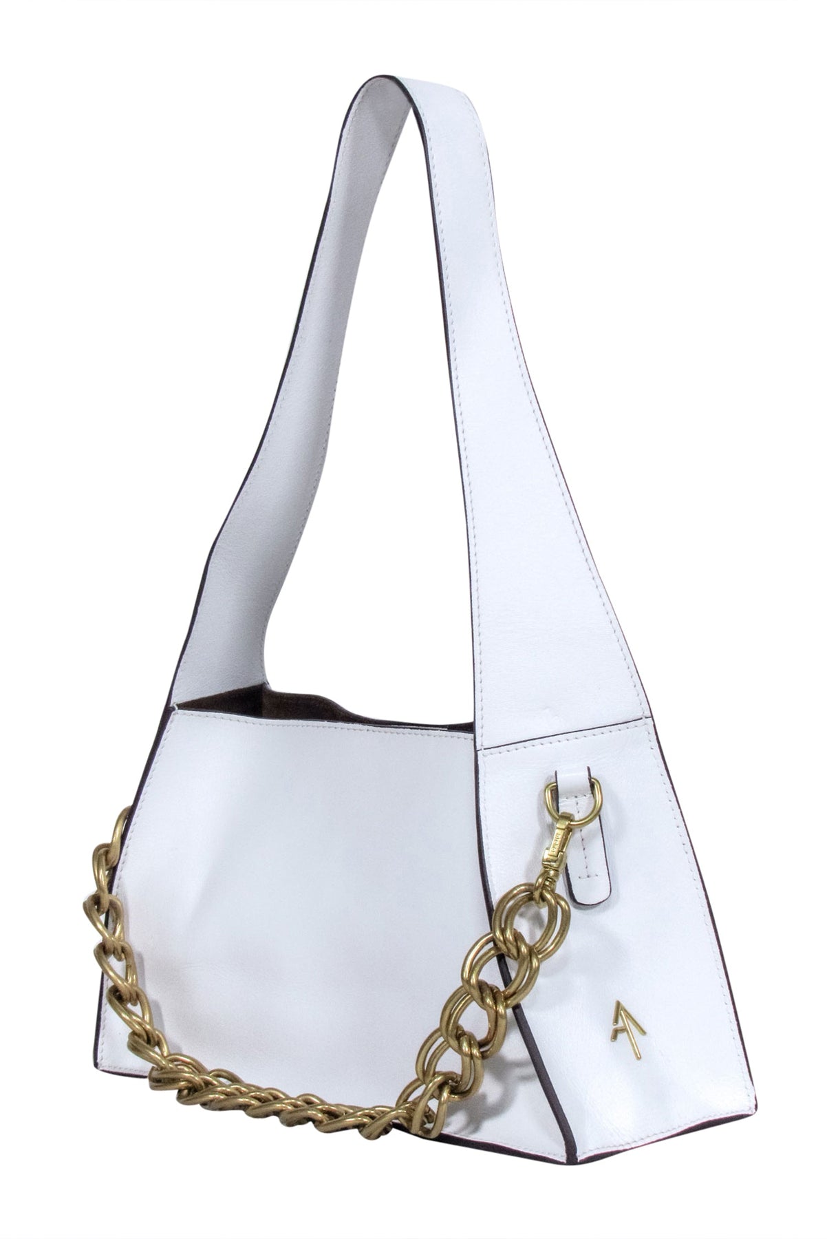 Manu Atelier - White Calf Leather "Kesme" Shoulder Bag