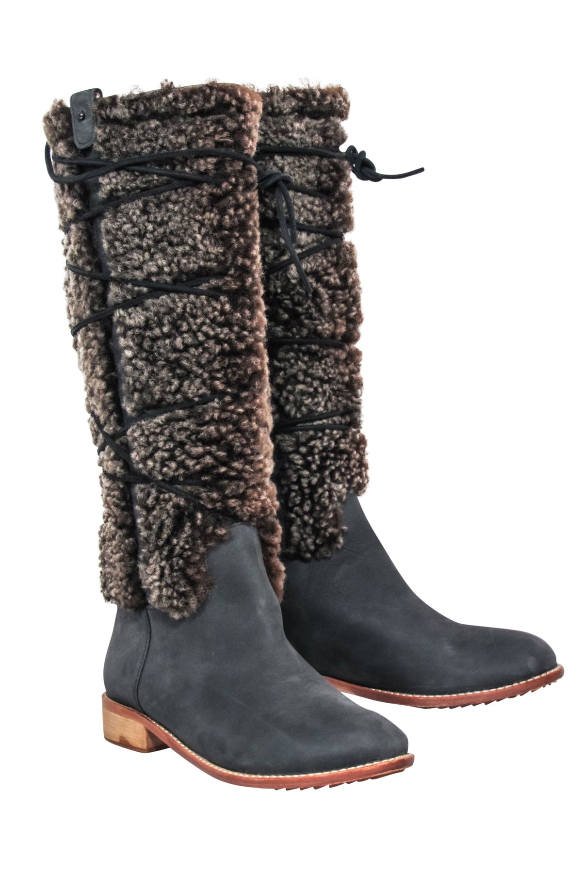 Matt Bernson - Grey & Brown "Alpenglow" Shearling Shaft Boots Sz 6.5