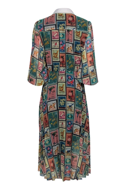 Shirtaporter - Multi Color Postage Stamp Print Maxi Dress Sz M ...
