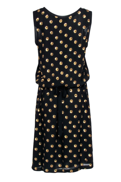 Suno - Black Sleeveless w/ Gold Sequin Polka Dot Dress Sz 2 Size 2 ...