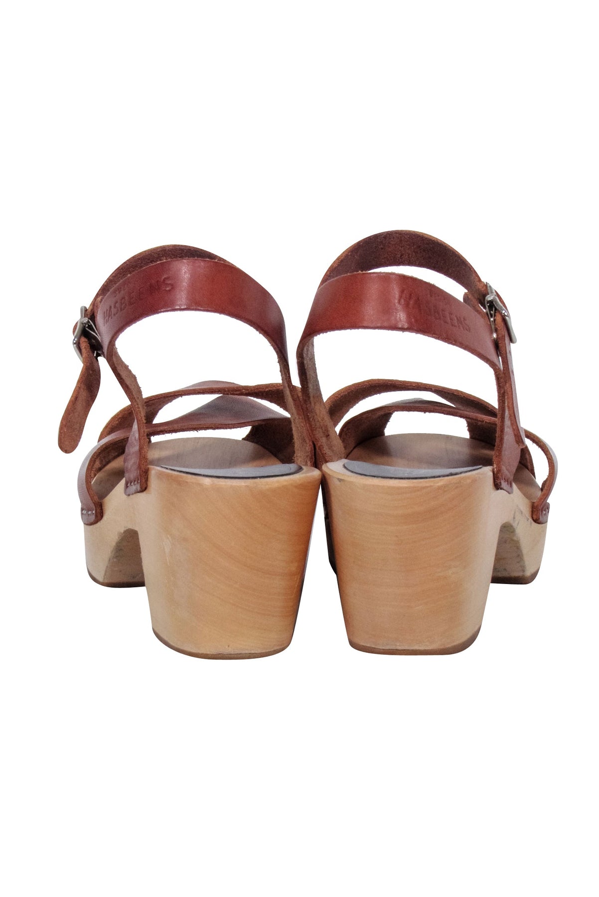 Swedish Hasbeens - Brown Leather Strappy Heeled Sandal Sz 9