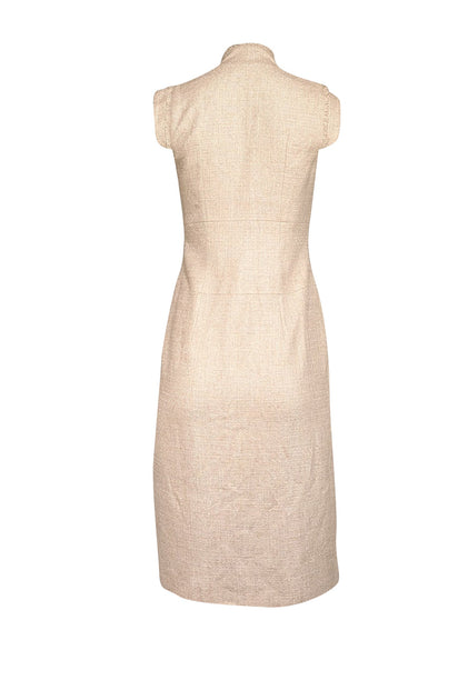 The Fold - Cream Textured Linen Blend Double Breasted Dress Sz 4 ...