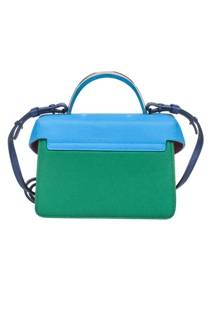 The Volon - Teal Blue Leather w/ Multi Color Sequin Stripe Crossbody B
