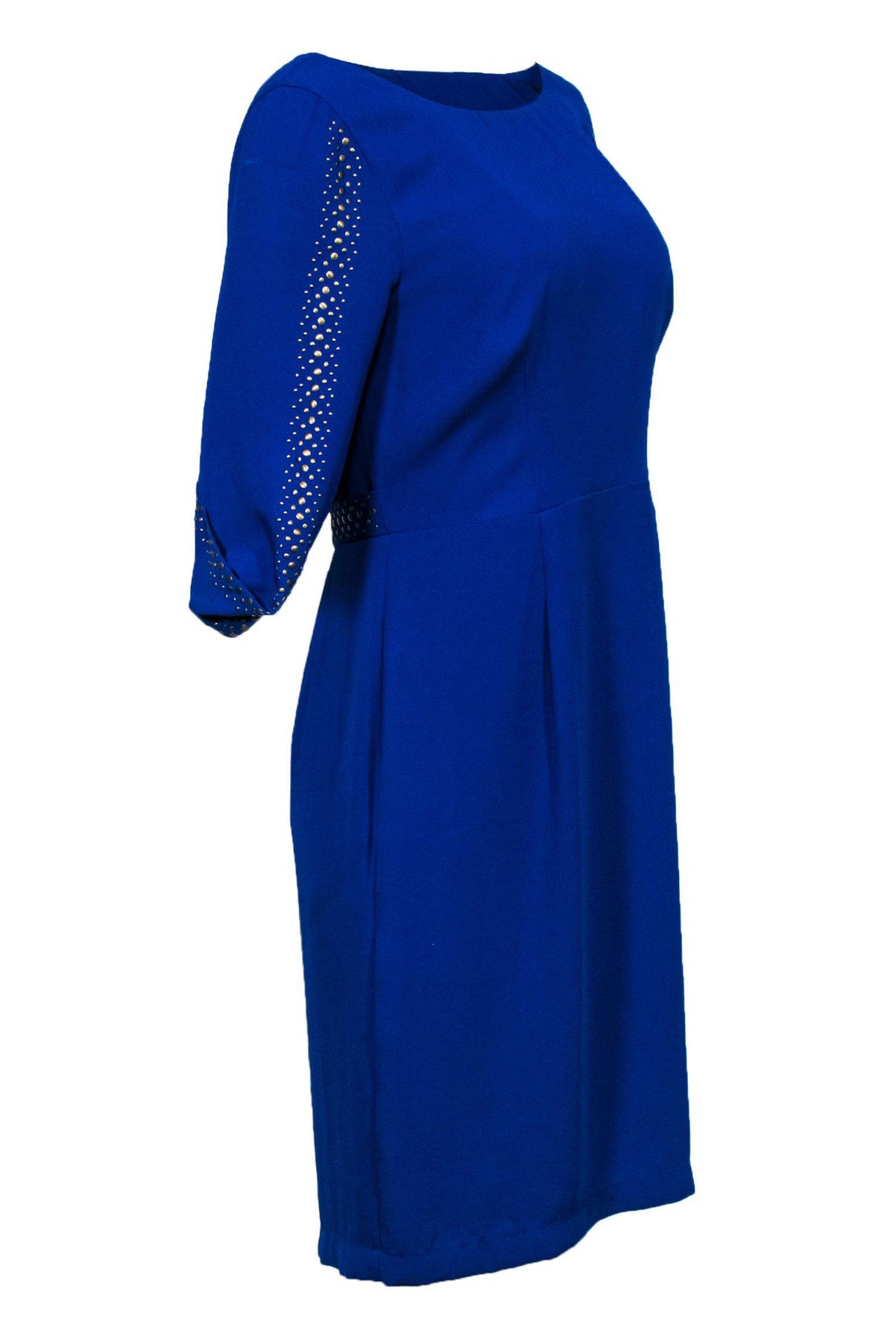 BCBG Max Azria - Blue Long Sleeve Open Back Studded Dress Sz M