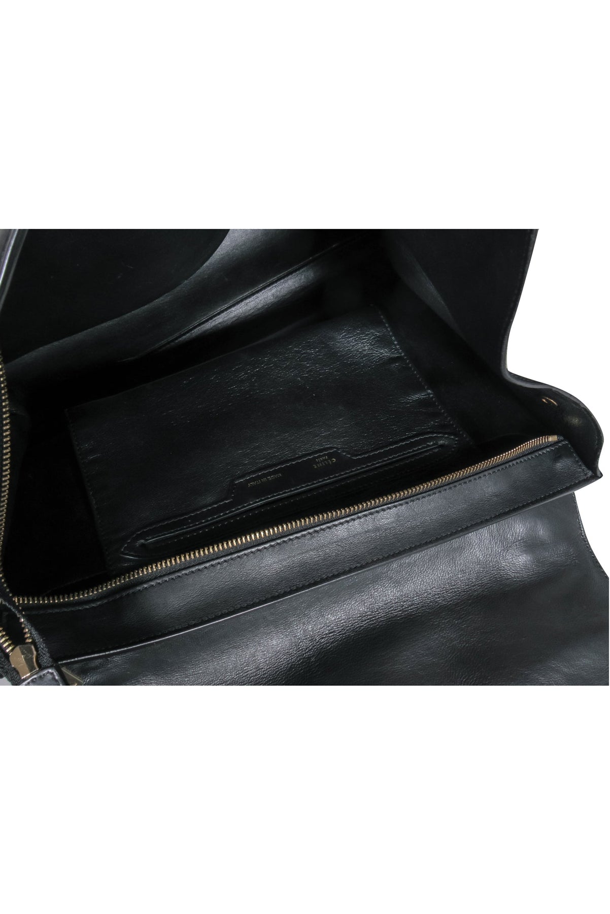 Celine - Black Leather Reptile Embossed Fold-Over Handbag | Current ...