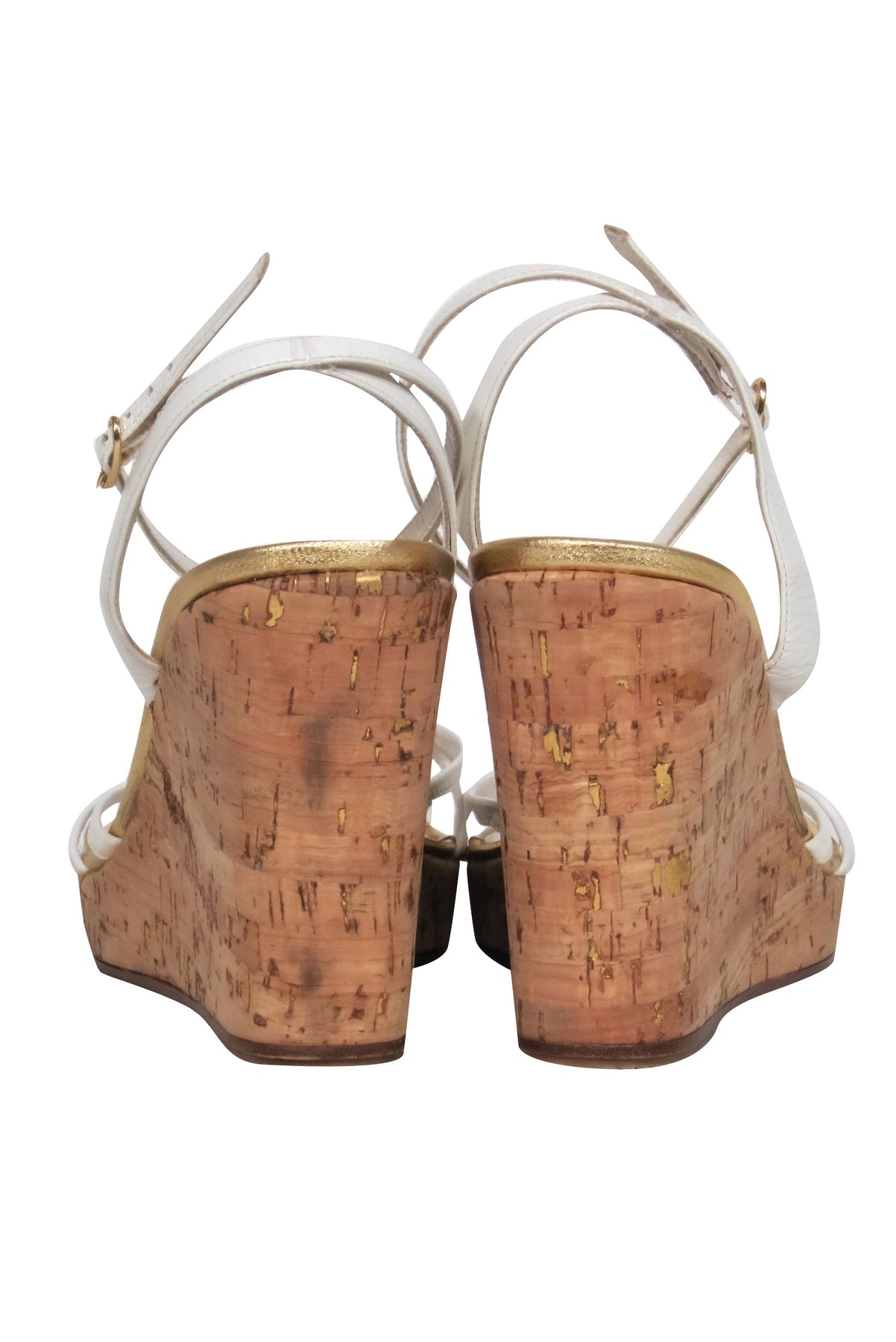 Coach - Ivory Leather Strappy Cork Wedge Heels Sz 8.5 | Current Boutique