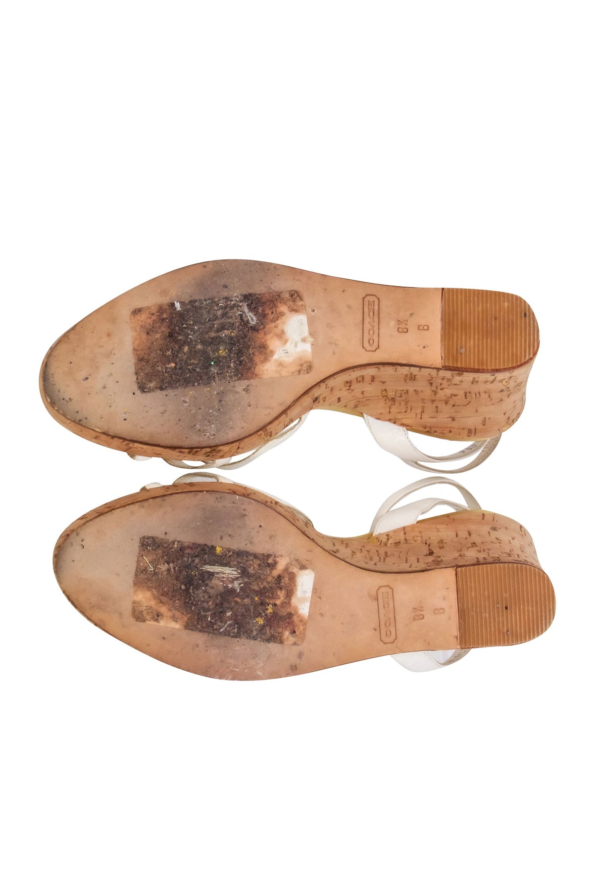 Coach - Ivory Leather Strappy Cork Wedge Heels Sz 8.5 | Current Boutique