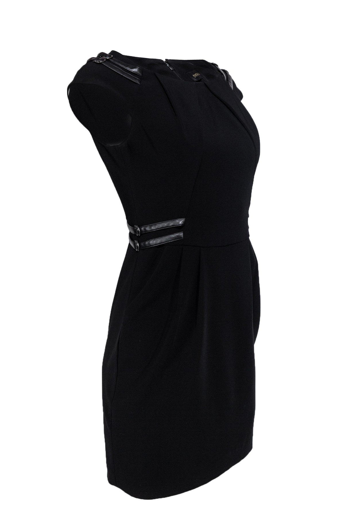 Cynthia Steffe - Black Dress w/ Leather Buckle Sz 2 | Current Boutique