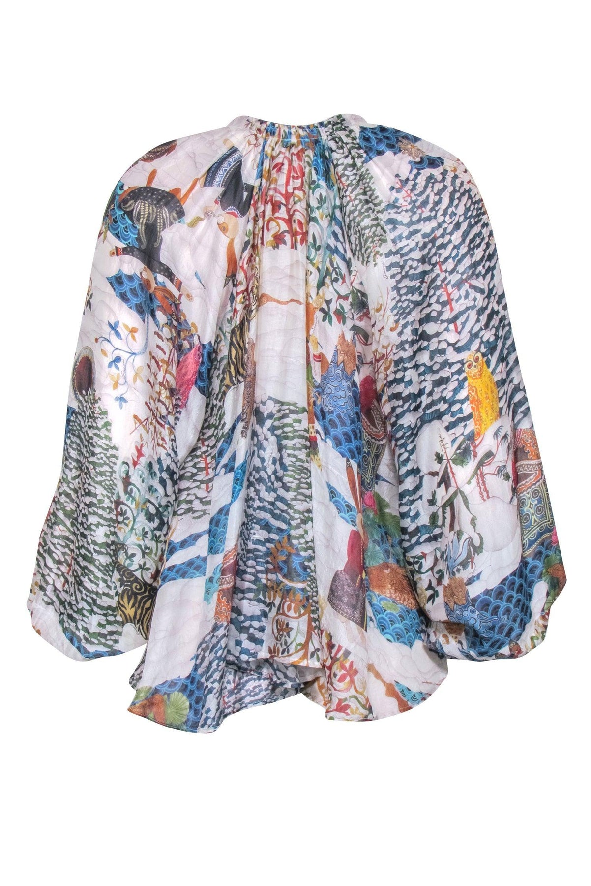 Gucci - Ivory & Multicolor Print Silk Button Front Shirt Sz 6