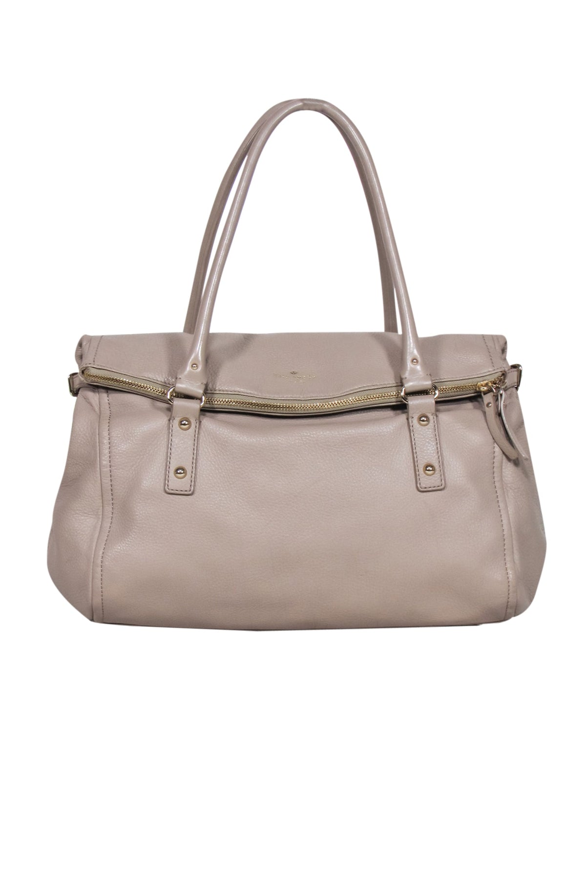 Kate Spade - Beige Pebbled Leather Fold-Over Slouchy Hobo Bag | Current ...