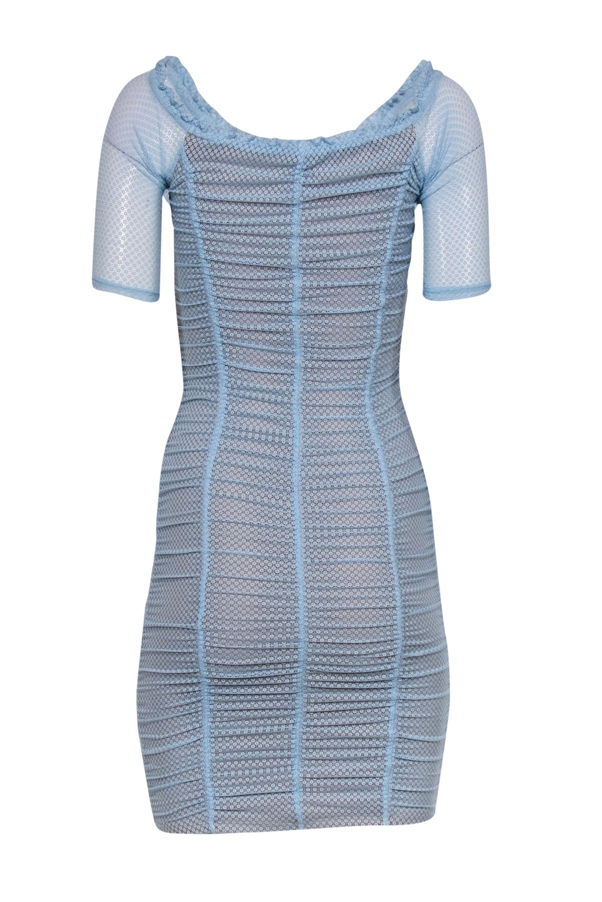 Majorelle - Blue Ruched Lace Mini Dress Sz XXS | Current Boutique