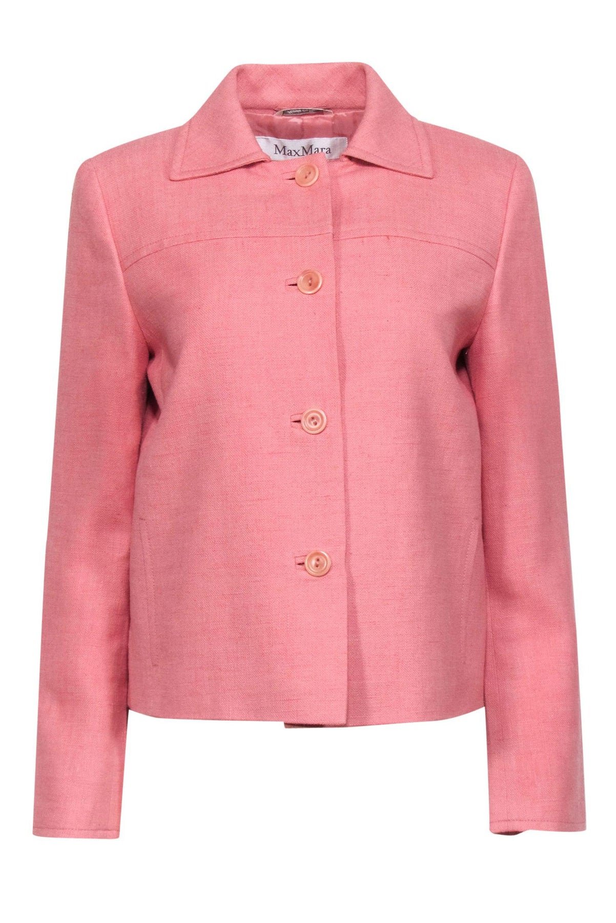 Max Mara - Baby Pink Button-Up Jacket Sz 8 | Current Boutique