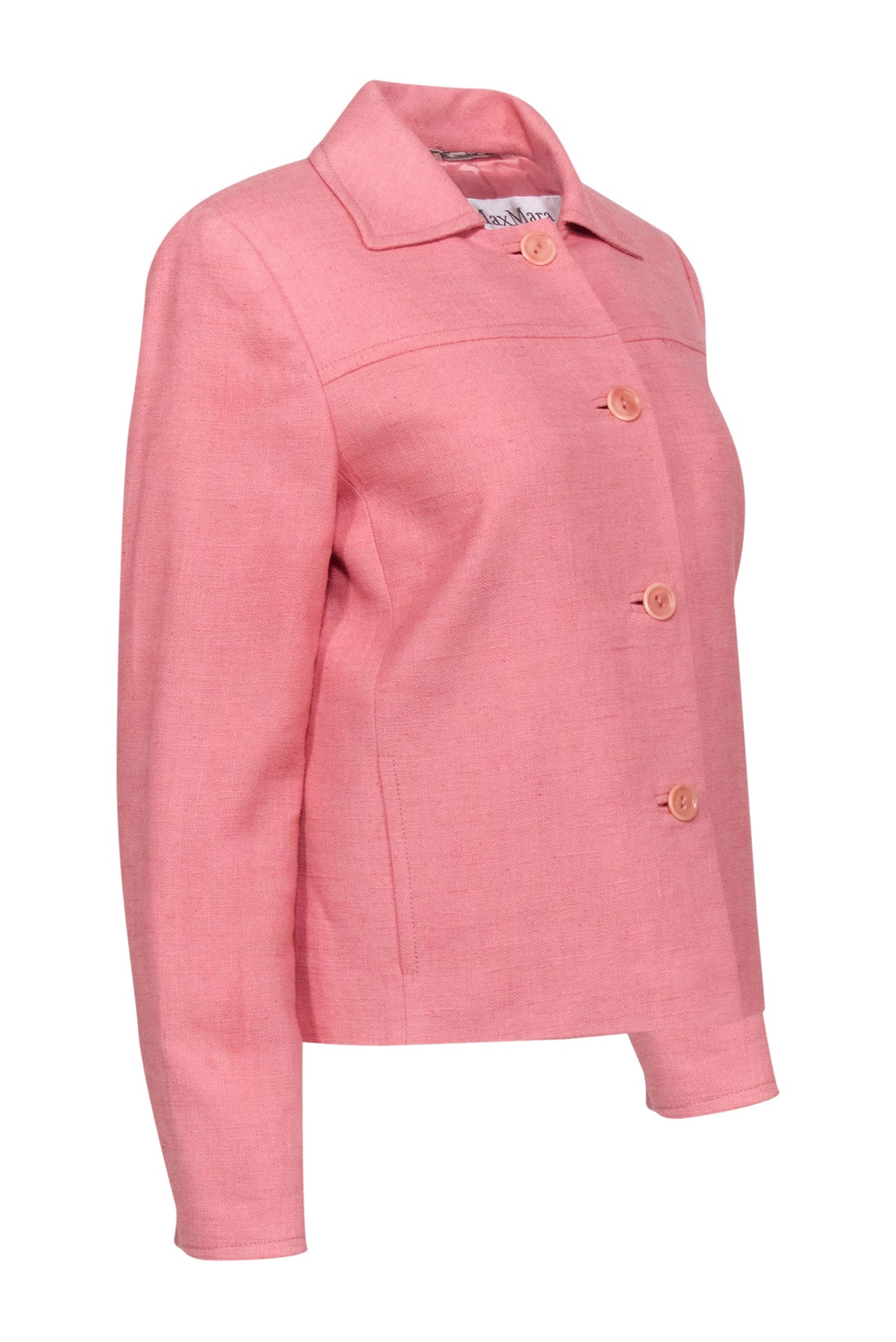 Max Mara - Baby Pink Button-Up Jacket Sz 8 | Current Boutique